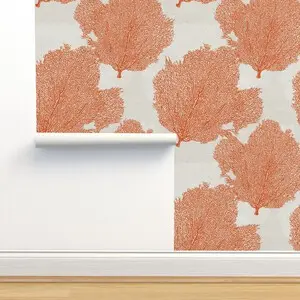 Spoonflower Fan Coral 100% Natural Sisal Grasscloth Wallcovering