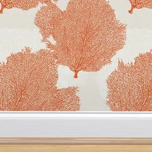 Spoonflower Fan Coral 100% Natural Sisal Grasscloth Wallcovering