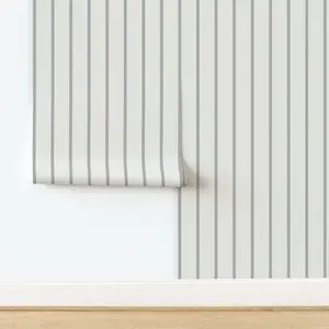 Spoonflower Grey Stripes Classic Custom Pre-pasted Wallpaper