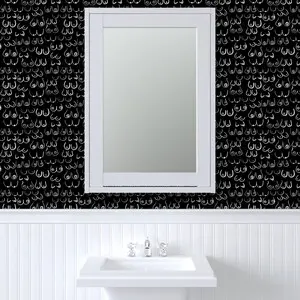 Spoonflower Black White Lady Ladies Funny Boobs Breasts Breast Custom Pre-pasted Wallpaper