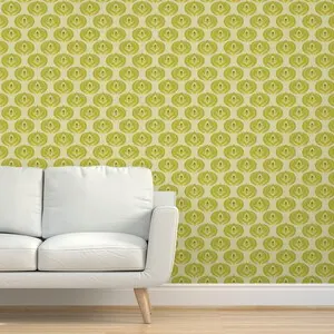 Spoonflower Magic 70s Style Cream Retro Mid Century Custom Pre-pasted Wallpaper