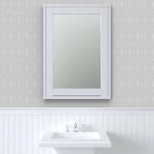 Spoonflower White Geometric Art Deco Neutral Symmetrical Custom Pre-pasted Wallpaper - Gray,white