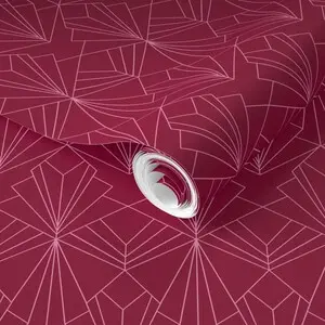 Spoonflower Pink Geometric Art Deco Raspberry Twenties 20s Custom Removable Wallpaper - Red,pink