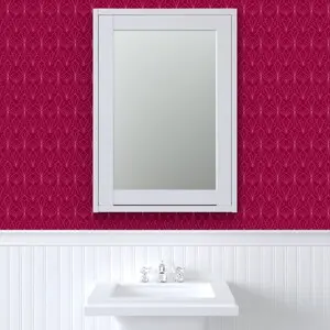Spoonflower Pink Geometric Art Deco Raspberry Twenties 20s Custom Removable Wallpaper - Red,pink
