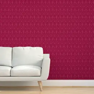 Spoonflower Pink Geometric Art Deco Raspberry Twenties 20s Custom Removable Wallpaper - Red,pink