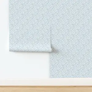 Spoonflower Stripes Woven Weave Watercolor Texture Checker Custom Pre-pasted Wallpaper