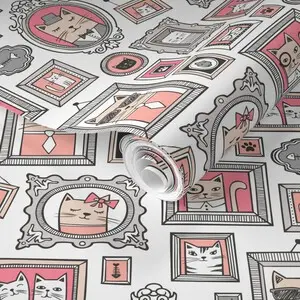 Spoonflower Animals Cat Kitten Jungle Spring Summer Nursery Custom Removable Wallpaper - Gray