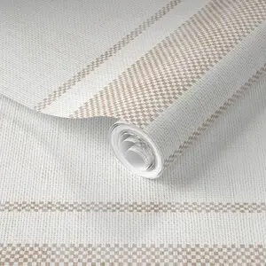 Spoonflower Texture Stripe Woven Ticking Towels Decor Line Custom Pre-pasted Wallpaper White,brown,beige