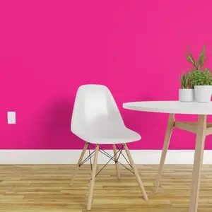 Spoonflower Pinklemonade Solid Magenta Hot Fuchsia Custom Pre-pasted Wallpaper - Pink