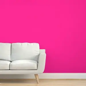 Spoonflower Pinklemonade Solid Magenta Hot Fuchsia Custom Pre-pasted Wallpaper - Pink