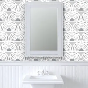 Spoonflower Art Deco Geometric Mid Century Modern Half Circles Custom Pre-pasted Wallpaper