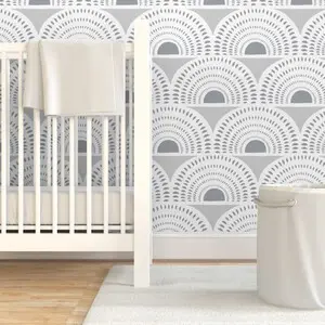 Spoonflower Art Deco Geometric Mid Century Modern Half Circles Custom Pre-pasted Wallpaper