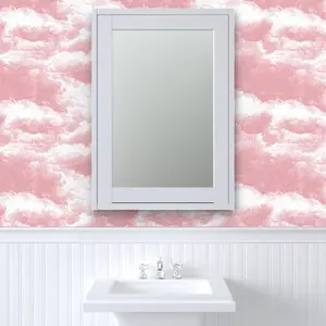 Spoonflower Clouds Cloud Cloudy Nuvole Pink Custom Removable Wallpaper