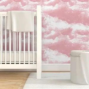 Spoonflower Clouds Cloud Cloudy Nuvole Pink Custom Removable Wallpaper