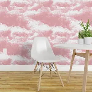 Spoonflower Clouds Cloud Cloudy Nuvole Pink Custom Removable Wallpaper