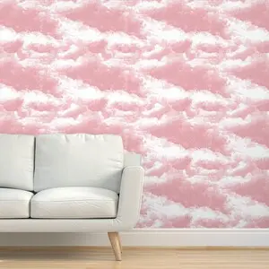 Spoonflower Clouds Cloud Cloudy Nuvole Pink Custom Removable Wallpaper