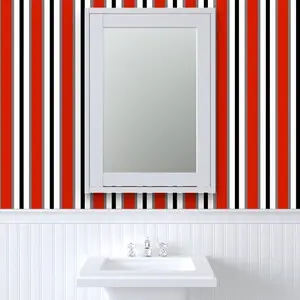 Spoonflower Black White Red Stripes Custom Removable Wallpaper