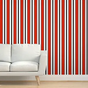 Spoonflower Black White Red Stripes Custom Removable Wallpaper