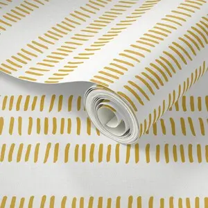 Spoonflower Modern Farmhouse Gold Stripes Boho Trendy Moroccan Custom Removable Wallpaper Gold,white,yellow