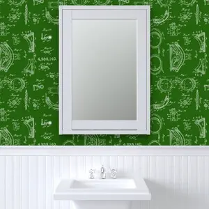 Spoonflower Steampunk Blueprint Chalkboard Custom Removable Wallpaper
