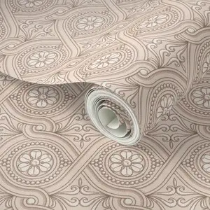 Spoonflower Guilloche 1f Custom Pre-pasted Wallpaper Gray,beige