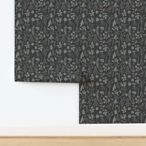 Spoonflower Woodland Study Dark Tree Custom Pre-pasted Wallpaper