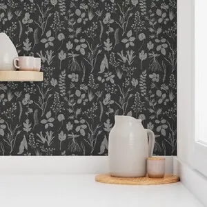 Spoonflower Woodland Study Dark Tree Custom Pre-pasted Wallpaper
