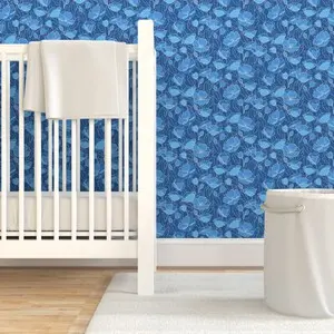 Spoonflower Flowers Spring Summer Watercolor Allover Custom Pre-pasted Wallpaper