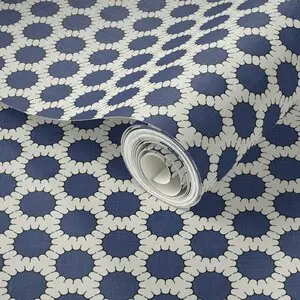 Spoonflower Dot Blue Indigo Stripes Custom Removable Wallpaper - Blue,gray,green