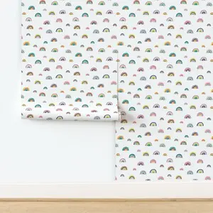 Spoonflower Watercolor Rainbows Small Colorful Sky Custom Removable Wallpaper - Rainbow