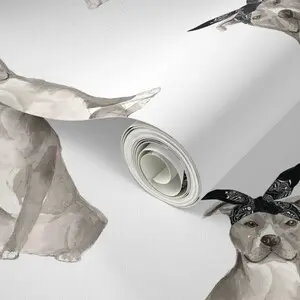 Spoonflower Pitbull Puppy Dog Funny Hip Hop Rap Pet Custom Removable Wallpaper - Gray
