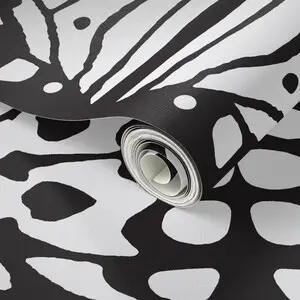 Spoonflower Black White Butterfly Fashion Costume Custom Pre-pasted Wallpaper - Black,white,gray