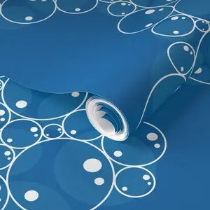 Spoonflower Nature Circles Water Bubbles Circle Shapes Custom Pre-pasted Wallpaper - Blue