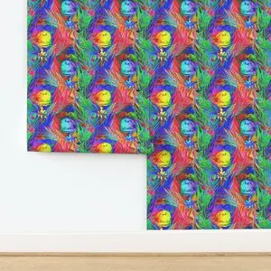 Spoonflower Psychedelic Animals Funky Jungle Monkey Summer Custom Pre-pasted Wallpaper