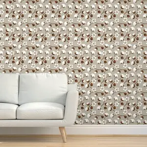 Spoonflower Balls Boils Taupe Custom Pre-pasted Wallpaper