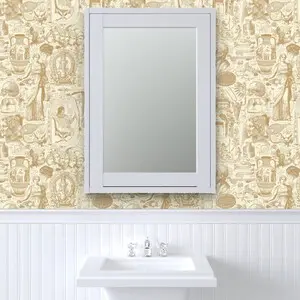 Spoonflower Toile History Egypt Classical Archaeology Custom Pre-pasted Wallpaper
