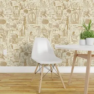 Spoonflower Toile History Egypt Classical Archaeology Custom Pre-pasted Wallpaper