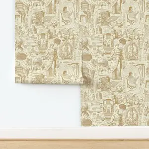 Spoonflower Toile History Egypt Classical Archaeology Custom Pre-pasted Wallpaper