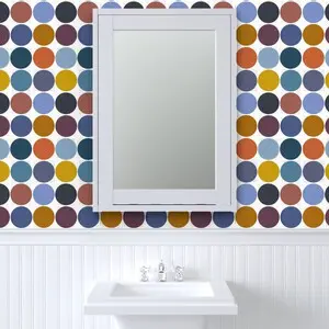 Spoonflower Retro Dots Polka Geometric Vintage Mid Custom Pre-pasted Wallpaper