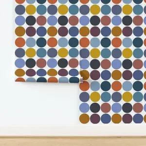 Spoonflower Retro Dots Polka Geometric Vintage Mid Custom Pre-pasted Wallpaper