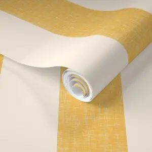 Spoonflower Lemon Stripe Amalfi Pool Cabana Simple Custom Pre-pasted Wallpaper