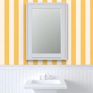 Spoonflower Lemon Stripe Amalfi Pool Cabana Simple Custom Pre-pasted Wallpaper