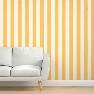 Spoonflower Lemon Stripe Amalfi Pool Cabana Simple Custom Pre-pasted Wallpaper