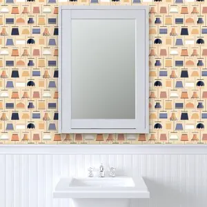 Spoonflower Mid Century Modern Minimal Yellow Orange Custom Pre-pasted Wallpaper