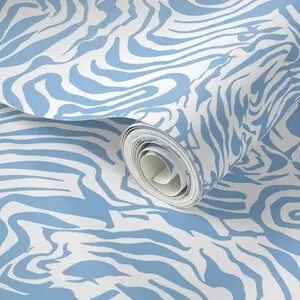 Spoonflower Cornflower Nautical Abstract Lines Ocean Custom Pre-pasted Wallpaper - Blue