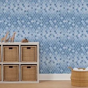 Spoonflower Decorative Vintage Tile Monochrome Soft Custom Pre-pasted Wallpaper