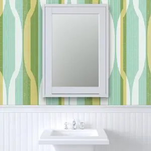 Spoonflower Mid Century Monochromatic Mint Geometric Custom Pre-pasted Wallpaper