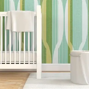Spoonflower Mid Century Monochromatic Mint Geometric Custom Pre-pasted Wallpaper