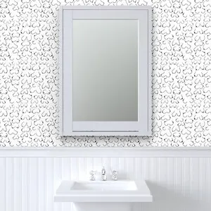 Spoonflower White Boobs Breasts Breast Cancer Awareness Custom Pre-pasted Wallpaper - Black,white,gray