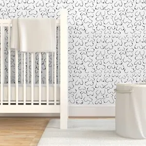 Spoonflower White Boobs Breasts Breast Cancer Awareness Custom Pre-pasted Wallpaper - Black,white,gray